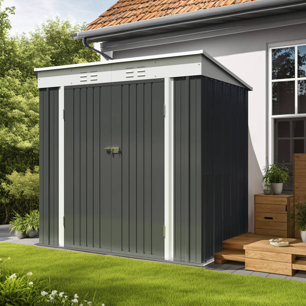 Devoko Outdoor Garden 6 ft. W X 4 ft. D Metal Storage Shed & Reviews ...